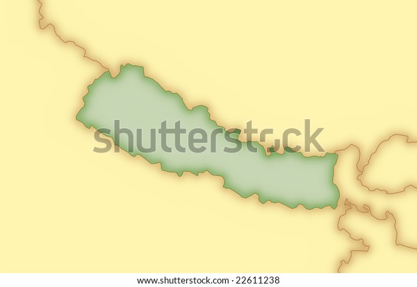 Map Nepal Borders Surrounding Countries Stock Illustration 22611238