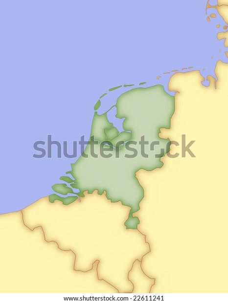 Map Netherlands Borders Surrounding Countries Stock Illustration 22611241