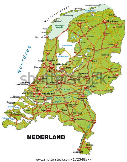 Map Netherlands Highways Stock Illustration 172348577 | Shutterstock