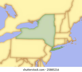 Map New York Borders Surrounding States Stock Illustration 25885216 ...