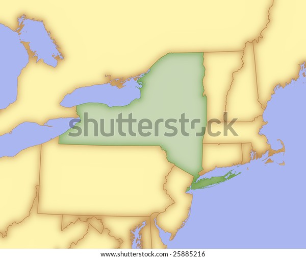 Map New York Borders Surrounding States Stock Illustration 25885216 ...