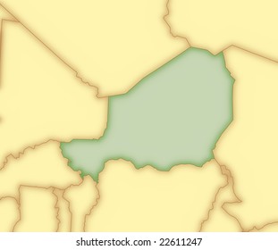 Niger Vector Map Borders Surrounding Countries: เวกเตอร์สต็อก (ปลอดค่า ...