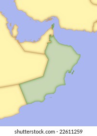 Map Oman Borders Surrounding Countries: ภาพประกอบสต็อก 22611259 ...