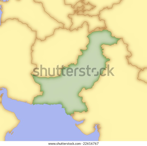 Map Pakistan Borders Surrounding Countries Stock Illustration 22616767