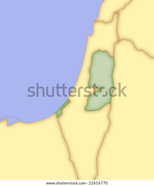 Map Palestine Borders Surrounding Countries Stock Illustration 22616770