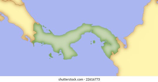 Panama Vector Map Borders Surrounding Countries Stock Vector (Royalty ...