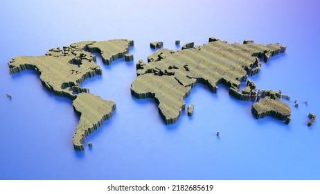 Map Planet Earth Continents Consisting 3d Stock Illustration 2182685619 ...