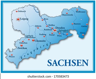 Map Saxony Overview Map Blue Stock Illustration 170583473 | Shutterstock