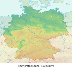 Large Detailed Topographic Map Germany Contours 스톡 벡터(로열티 프리 ...