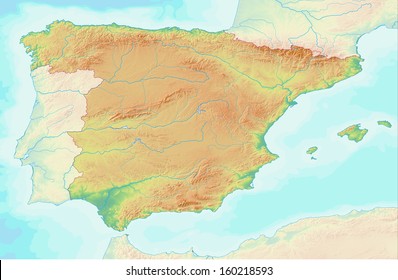 High Detailed Spain Physical Map Stock Vector (Royalty Free) 358067039