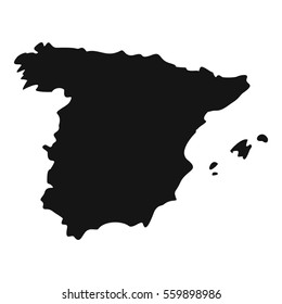 Spain Solid Black Silhouette Map Country Stock Vector (Royalty Free ...