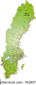 Colorful Sweden Political Map Clearly Labeled: เวกเตอร์สต็อก (ปลอดค่า ...