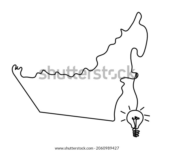 Map Uae Lightbulb Line Drawing On Stock Illustration 2060989427 ...