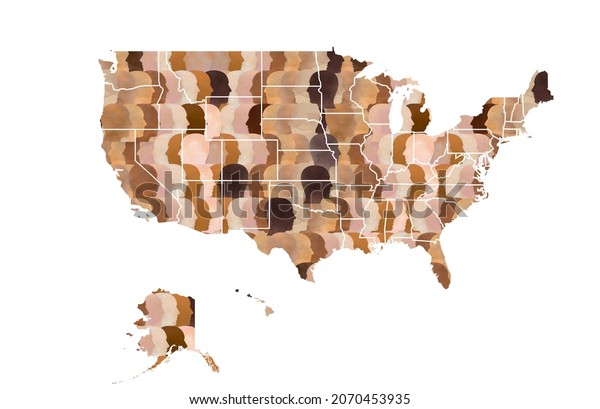 Map Usa Multicultural Diverse Faces Different Stock Illustration ...