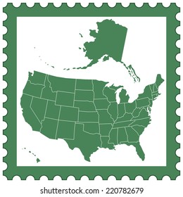 Map Usa On Postage Stamp Stock Illustration 220782679 | Shutterstock