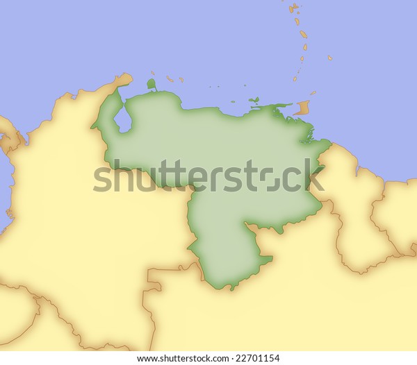 Map Venezuela Borders Surrounding Countries Stock Illustration 22701154