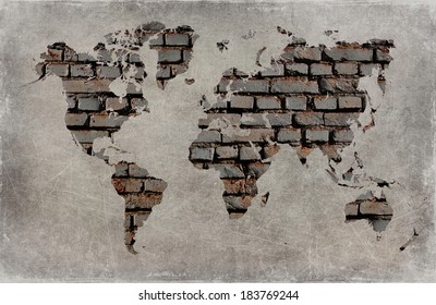 4,308 World map on brick wall Images, Stock Photos & Vectors | Shutterstock