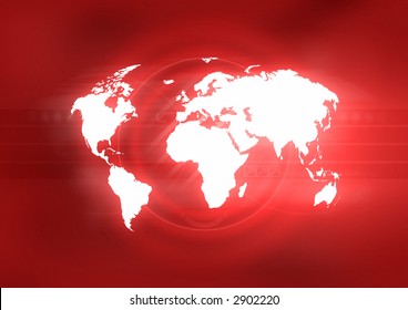 Map World On Abstract Red Background Stock Illustration 2902220 ...