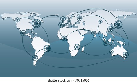 Map World Spots Connected Each Other Stock Illustration 70715956 ...