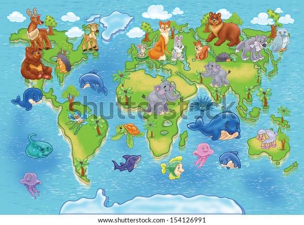 map of world wild animals