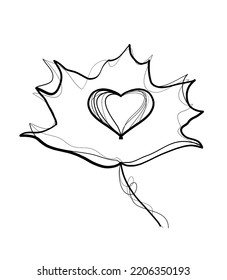 Maple Leaf Heart Linear Image Plant Stock Illustration 2206350193 ...