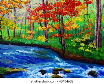 6,518 Stream landscape painting Images, Stock Photos & Vectors ...