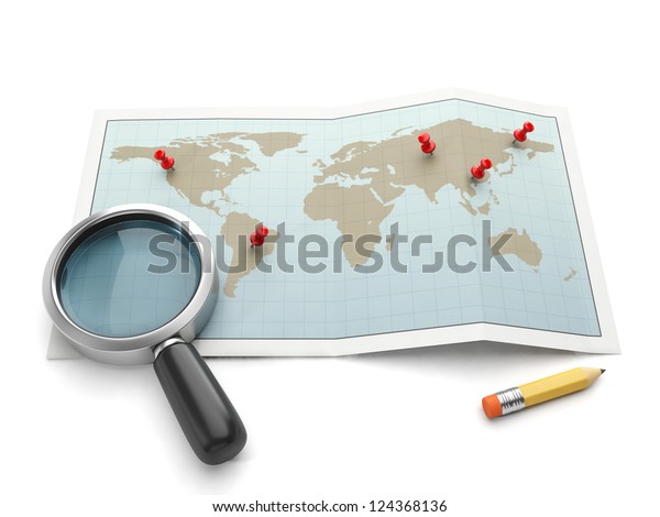 Maps Navigational Charts Map Magnifying Glass Stock Illustration ...