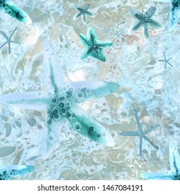 Marine Theme Seamless Texture Pattern Starfish: ภาพประกอบสต็อก ...