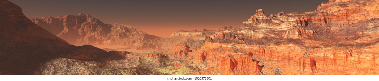 Mars Panorama Surface Mars 3d Rendering Stock Illustration 1010578501 ...