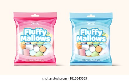 Marshmallow Packets Isolated On White Background Stock Vector (Royalty ...