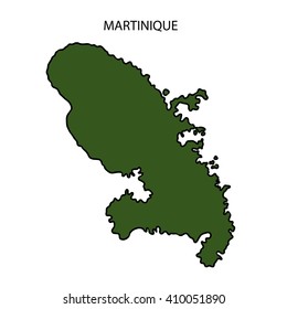 Vektor Stok Outline Map Martinique Isolated Vector Illustration (Tanpa ...