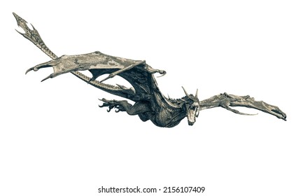 Master Dragon Going Down 3d Illustration Stock Illustration 2156107409 ...