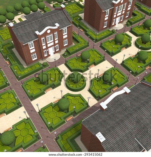 Master plan of the village. 3d model render.
