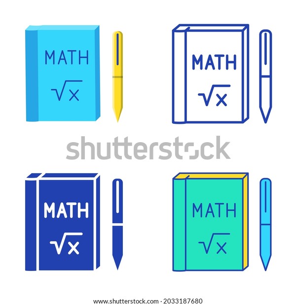 Math Book Icon Set Flat Line Stock Illustration 2033187680 | Shutterstock