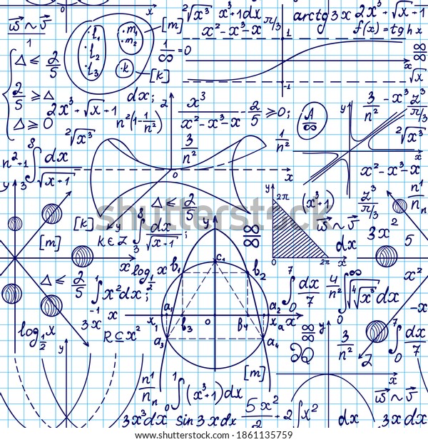 Math Educational Seamless Pattern Handwritten On Stock Illustration ...