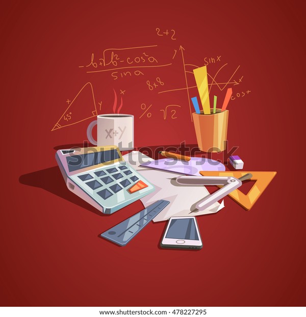 Math Science Concept School Lesson Items Stock Illustration 478227295 ...
