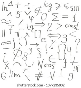 Mathematical Handdrawn Doodle Basic Characters On Stock Illustration ...