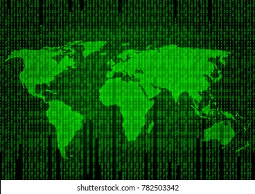 Matrix Digital World Map: illustrazione stock 782503342 | Shutterstock