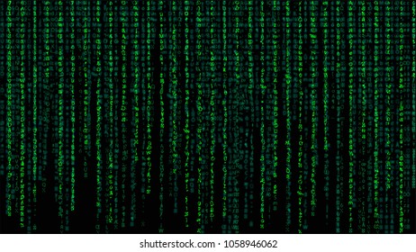 Vektor Stok Matrix Green On Black Backgroundcomputer Virus (Tanpa ...