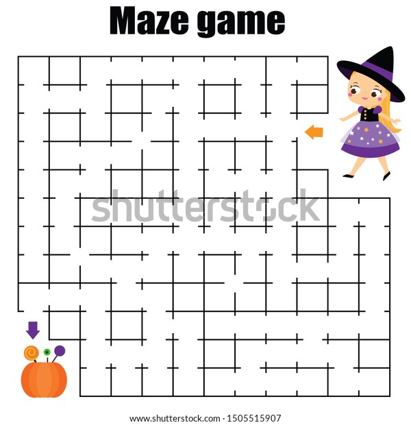 Maze Game Children Halloween Theme Kids Stock Illustration 1505515907 Maze Game Children Halloween Theme Kids Stock Illustration 1505515907