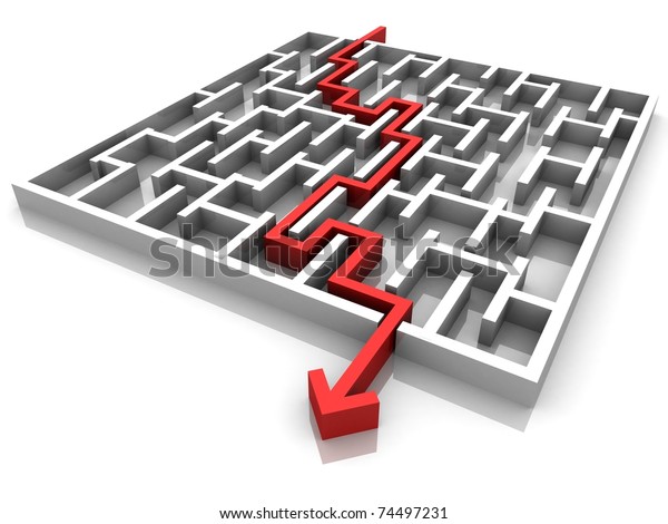 Maze Through Which Paved Way Arrow Stock Illustration 74497231 ...