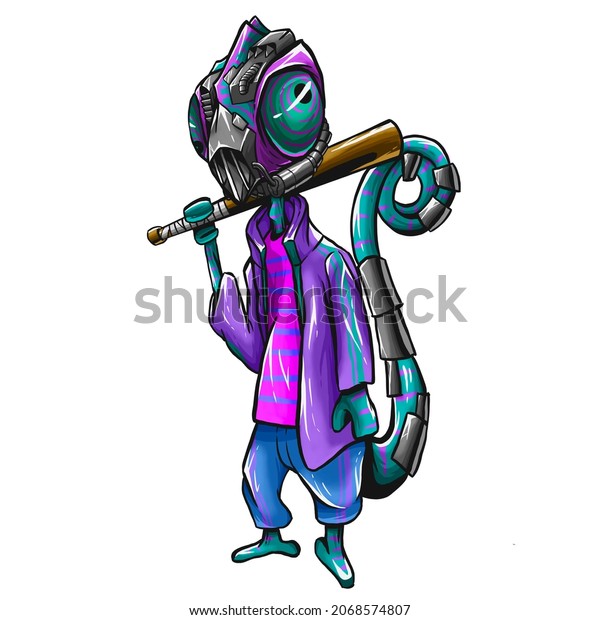 Mecha Chameleon Baseball Bat Stock Illustration 2068574807 | Shutterstock
