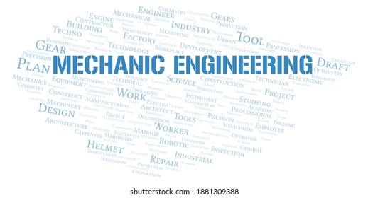 Mechanic Engineering Typography Word Cloud Create Stock Illustration ...