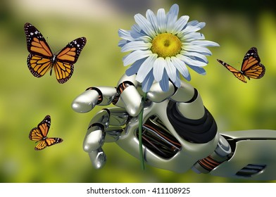 984 Robot hand flower Images, Stock Photos & Vectors | Shutterstock