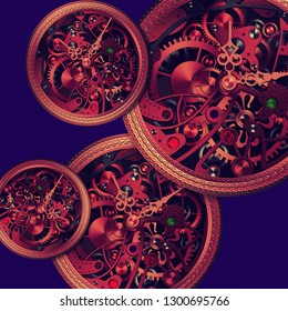 Mechanical Clock Mechanism Structure Inside Stock Illustration 1300695766