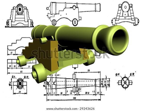 Mechanical Drawing Ship Cannon Stock Illustration 29243626 | Shutterstock