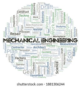 Mechanical Engineering Typography Word Cloud Create Stock Illustration ...