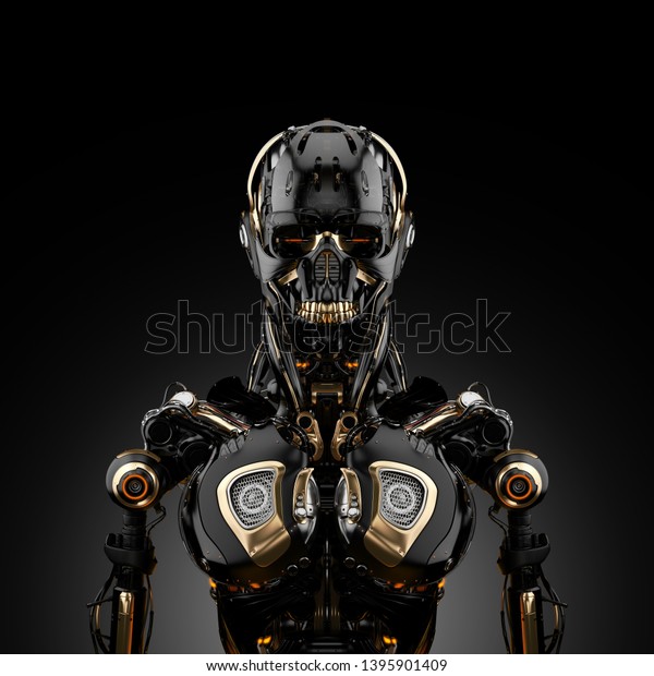 Mechanical Robotic Bust 3d Illustration Stock Illustration 1395901409 ...