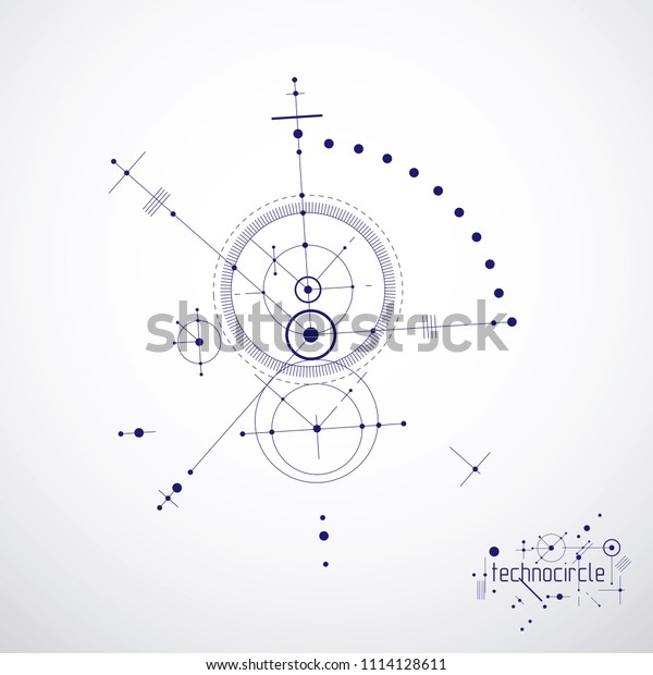 Mechanical Scheme Engineering Drawing Circles Geometric 스톡 일러스트 ...