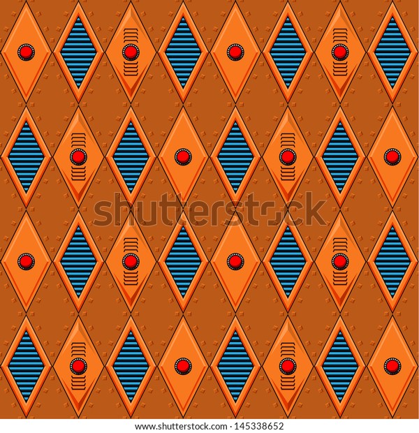 Mechanical Seamless Pattern Diamond Shaped Panels Stock Illustration ...